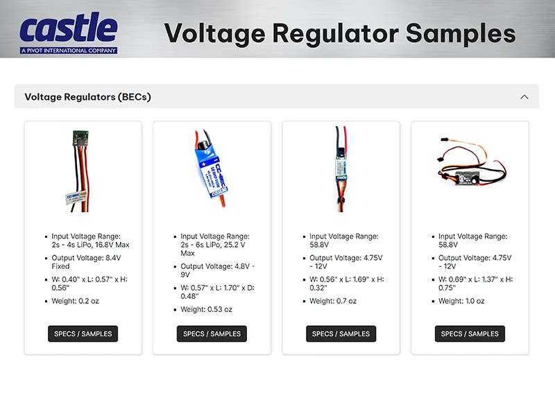 Order Voltage Regulator (BEC) Samples » Pivot Castle : Pivot Castle